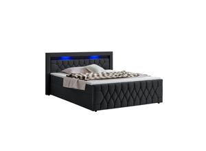 4262437181639 - Boxspringbett Leona 180x200 cm - Bett mit led Beleuchtung Topper & H4 Federkern Matratzen - Einzelbett Bettkasten Schwarz mit Samt und Steppung 4262437181639 - Boxspringbett Leona 180x200 cm - Bett mit led Beleuchtung Topper & H4 Federkern Matratzen - Einzelbett Bettkasten Schwarz mit Samt und Steppung