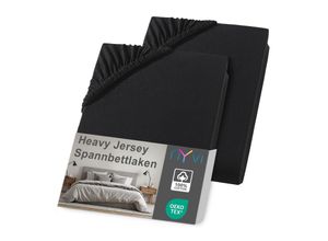 4255636638103 - NYVI Spannbettlaken DreamScience Heavy Jersey - Spannbetttuch Formstabil 160g m² Rundum-Gummizug Bügelfrei Farbeschwarz Größe140x200 - 160x200 + 15 cm Topper (2er Pack)