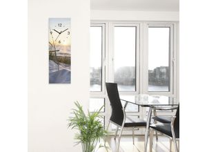 4062144286289 - Wanduhr ARTLAND Ostseestrand Wanduhren Gr B H 20 cm x 60 cm Funkuhr beige (natur) Wanduhren wahlweise mit Quarz- oder Funhuhrwerk lautlos ohne Tickgeräusche