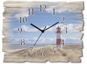 4062144357170 - Wanduhr ARTLAND Leuchtturm Sylt Wanduhren Gr B H T 40 cm x 30 cm x 06 cm Funkuhr blau Wanduhren wahlweise mit Quarz- oder Funhuhrwerk lautlos ohne Tickgeräusche