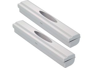 4008838297438 - Folienspender WENKO Modell Perfect-Cutter grau (hellgrau silberfarben) B38cm H52cm L67cm Spender Kunststoff (ABS) Klinge Edelstahl rostfrei Küchenrollenhalter für Folienrollen bis 33 cm Breite für Alufolien und Frischhaltefolien