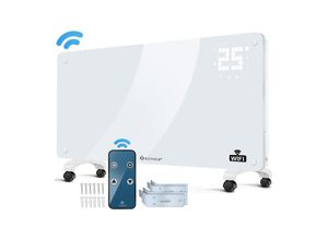 4255598305006 - KESSER® Glaskonvektor Glasheizung Elektroheizkörper APP WiFi Funktion Inkl Fernbedienung Elektroheizung Stand- oder ? Wand Heizung Heizkörper ?Touchscreen ? LCD-Display ? Timer 2500 Watt