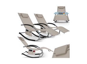 4061173305947 - tectake® Gartenliege ergonomisch mit Komfort-Schwingbewegung atmungsaktives wasserabweisendes Textilene-Gewebe abnehmbares Kopfpolster seitliche Aufbewahrungstasche 4061173305947 - tectake® Gartenliege ergonomisch mit Komfort-Schwingbewegung atmungsaktives wasserabweisendes Textilene-Gewebe abnehmbares Kopfpolster seitliche Aufbewahrungstasche