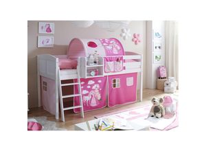 4250393875525 - TiCAA Hochbett Eric Country Kiefer Weiß Motiv
