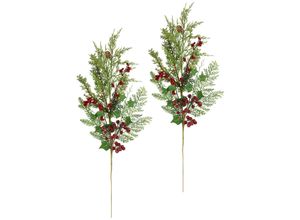 4019844814717 - Kunstzweig IGEA Weihnachtszweig Tanne Beeren Efeu Thuja grün (grün rot) B7cm H75cm L16cm Kunststoff Kunstpflanzen 2er Set Künstlicher Zweig Blume Weihnachtsdeko Dekozweig Dekoration