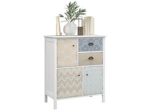 4255633565990 - Homcom - Kommode Aufbewahrungsschrank mit 2 Schubladen 3 Schrankfächern Schubladenschrank mit Kippschutz für Wohnzimmer Schlafzimmer Weiß 68 x 34