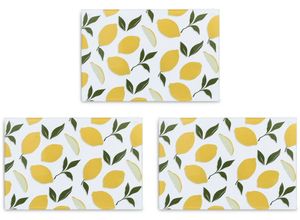 4003368506609 - Schneidebrett ZELLER PRESENT Glasschneideplatte Lemons 3er Set bunt B2000cm H060cm L3000cm Sicherheitsglas Schneidebretter Silikonfüße