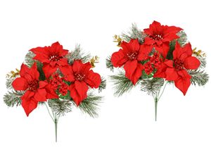 4019844814656 - Kunstblumenstrauß IGEA Bouquet Poinsettia Beeren Tannenzweige rot B33cm H45cm L33cm Polyester Kunstpflanzen 2er Set Weihnachtsblumen Weihnachtsdeko Adventsdeko Christstern Deko 4019844814656 - Kunstblumenstrauß IGEA Bouquet Poinsettia Beeren Tannenzweige rot B33cm H45cm L33cm Polyester Kunstpflanzen 2er Set Weihnachtsblumen Weihnachtsdeko Adventsdeko Christstern Deko