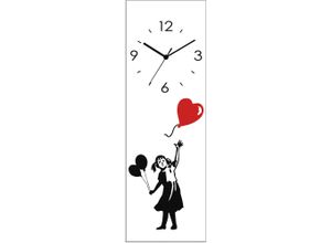 4062144605363 - Wanduhr ARTLAND Glasuhr Silhouette Mädchen Ballon Herz Wanduhren Gr B H T 20 cm x 60 cm x 18 cm Quarzuhr schwarz Wanduhren wahlweise mit Quarz- oder Funhuhrwerk lautlos ohne Tickgeräusche