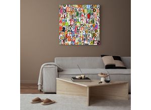 4067437130607 - XXL-Wandbild QUEENCE Akustikbild Buchstaben weiß (farbe bild(er) weiß) B70cm H70cm T25cm Polyester Bilder Einfache Akustiklösung ohne Baumaßnahme Schalldämmung Paneele