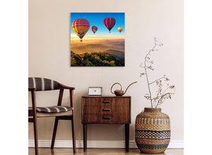 4067437130515 - XXL-Wandbild QUEENCE Akustikbild Landschaft mit Heißluftballons bunt (farbe bild(er) bunt) B70cm H70cm T25cm Polyester Bilder Einfache Akustiklösung ohne Baumaßnahme Schalldämmung Paneele