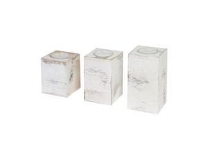 4057651141213 - 3er Set S+M+L Teelichthalter MCW-C58 Teelichtständer Shabby-Look Vintage ~ weiß