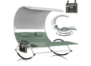 4255598337014 - KESSER® Doppel-Sonnenliege Doppelliege mit Sonnendach Kopfkissen Tasche für 2 Personen Relaxliege Gartenliege Schaukelliege ergonomisch geformte Liegefläche 240 kg Belastung 4255598337014 - KESSER® Doppel-Sonnenliege Doppelliege mit Sonnendach Kopfkissen Tasche für 2 Personen Relaxliege Gartenliege Schaukelliege ergonomisch geformte Liegefläche 240 kg Belastung