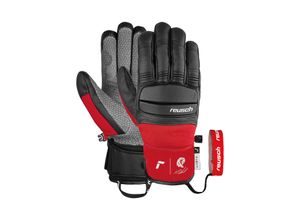 4060485529089 - Skihandschuhe REUSCH Marco Odermatt Damen Gr 95 schwarz (schwarz rot) 60% Polyester 40% Ziegenleder mehrfarbig Handschuhe mit winddichter und extra atmungsaktiver Funktion