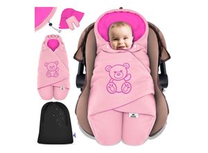 4255598305174 - KIDIZ® Baby Einschlagdecke Winter mit Kapuze +Tasche Babyeinschlagdecke Universal für Babyschale Autositz zB für Maxi-Cosi Römer für Buggy Babybett Kinderwagen & alle Gurtsysteme 3 & 5-Punkt Gurt