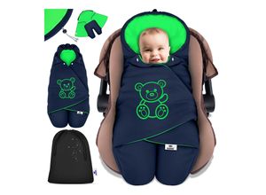 4255598305129 - KIDIZ® Baby Einschlagdecke Winter mit Kapuze +Tasche Babyeinschlagdecke Universal für Babyschale Autositz zB für Maxi-Cosi Römer für Buggy Babybett Kinderwagen & alle Gurtsysteme 3 & 5-Punkt Gurt