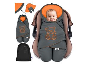 4255598305099 - KIDIZ® Baby Einschlagdecke Winter mit Kapuze +Tasche Babyeinschlagdecke Universal für Babyschale Autositz zB für Maxi-Cosi Römer für Buggy Babybett Kinderwagen & alle Gurtsysteme 3 & 5-Punkt Gurt