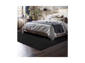 4061173261854 - tectake® Kurzflorteppich - 120 x 170 cm - Schwarz - Teppich für Wohnzimmer Schlafzimmer Esszimmer - Pflegeleicht und waschbar - Anti-Rutsch-Unterlage - Allergikerfreundlich - Verschiedene Größen und Farben