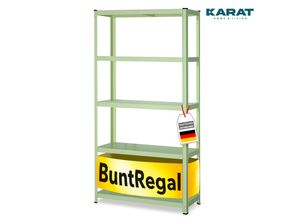 4064149277682 - Office Marshal Buntregal Kleur 5 Böden Weißgrün 1720 x 900 x 300 mm