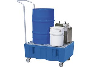 4250101107689 - PE-Auffangwanne für 60-Liter-Fässer Auffangvolumen 60 l fahrbar mit verzinktem Gitterrost kaiserkraft