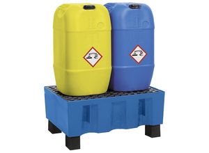 4250101107665 - PE-Auffangwanne für 60-Liter-Fässer Auffangvolumen 60 l mit vier Füßen mit GFK-Gitterrost kaiserkraft