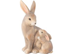 4064118323587 - Osterhase CREATIV HOME Hase mit Kind braun B15cm H25cm T13cm Dekofiguren mit niedlichen Gesichtern