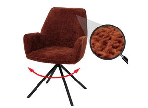 4057651789248 - Esszimmerstuhl MCW-G67 Küchenstuhl Stuhl mit Armlehne drehbar Auto-Position Chenille Öko-Tex MVG ~ rot