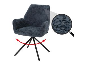 4057651789279 - Esszimmerstuhl MCW-G67 Küchenstuhl Stuhl mit Armlehne drehbar Auto-Position Chenille Öko-Tex MVG ~ dunkelblau