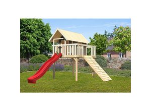 4010090223735 - Karibu Stelzenhaus Fidel Rutsche rote inklHolzrampe mit Klettertau & Holzleiter 4010090223735 - Karibu Stelzenhaus Fidel Rutsche rote inklHolzrampe mit Klettertau & Holzleiter