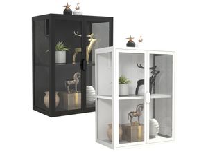 4051814436123 - Wandregal Glasvitrine hängend Vitrine Glas mit ESG-Sicherheitsglas Maße ca H 80 x B 60 x T 35 cm Hängevitrine Glas Modern und platzsparend Glas Vitrinenschrank - Flokas M Gr 60 weiß B60cm H80cm T35cm Metall Stahl Glas Regale