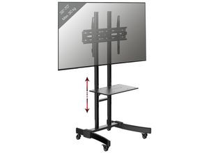 4051814365898 - TV Standfuß mit Zwischenboden 109-125 höhenverstellbar 32-70 Zoll bis 30 kg bis VESA 600x400 Ständer Fernseh Wagen Rollen Maße ca H 125 x B 76 x T 66 cm Fernsehstand B-MS 125