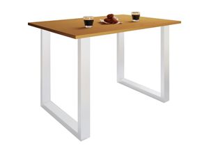 4051814379192 - Holz Schreibtisch H 76 x B 140 x T 50 cm Computertisch schlicht Füße aus hochwertigem Metall Arbeitstisch Büromöbel - Lona U