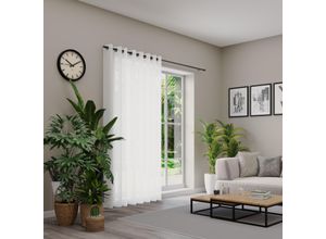 4006470500534 - Vorhang NEUTEX FOR YOU Kiss weiß (wollweiß) B142cm H225cm Jacquard Polyester Gardinen Ösenschal mit Metallösen Breite 142 cm nach Maß