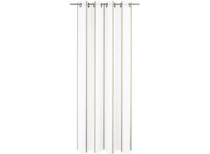 4004567348120 - Gardine WIRTH Chloé braun (braun weiß) Gardinen 260cm Ösen 350cm Polyester Fertigstore mit Ösen (Ø 4 cm) nach Maß B350cm H260cm