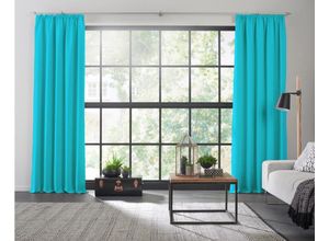 4004567419684 - Vorhang WIRTH Dim out Gardinen Gr 385 cm Kräuselband 142 cm blau (türkis) Kräuselband nach Maß