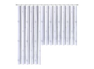 4005385480757 - Gardine WECKBRODT Lasa Gardinen Gr 240 cm Smokband 650 cm blau (blau naturfarben) Smokband Store halbtransparent Voile bedruckt Bleibandabschluss nach Maß