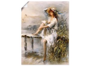 4057738458098 - Wandbild ARTLAND Wasserseite Bilder Gr B H 45 cm x 60 cm Poster Frau Hochformat 1 St beige (naturfarben) Bild Leinwandbild Kunstdrucke Bilder als Leinwandbild Wandaufkleber oder Poster in versch Größen