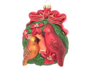 0024762243369 - Christbaumschmuck KREBS GLAS LAUSCHA Kardinalvogelpärchen rot B12cm H8cm T15cm Glas Weihnachtsbaumschmuck Christbaumschmuck aus Glas mundgeblasen handgefertigt Tierfigur