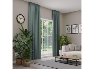 4006470545238 - Verdunkelungsvorhang NEUTEX FOR YOU INSULA grün (hellsalbei) B137cm H255cm Polyester Gardinen Uni-Dimout für starke Verdunklung nach Maß