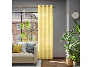 4006470521096 - Vorhang NEUTEX FOR YOU Libre-ECO gelb Gardinen 230cm Ösen 142cm Polyester Nachhaltig Breite 142 cm nach Maß B142cm H230cm