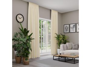 4006470554827 - Vorhang nach Maß NEUTEX FOR YOU VELVETDREAM beige (hellbeige) B137cm H160cm Jacquard Obermaterial 100% Polyester Gardinen nach Maß Uni Blackout mit samtiger Oberfläche