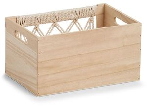 4003368151885 - Dekokiste ZELLER PRESENT Aufbewahrungskiste Boho Holz beige (natur) B30cm H16cm T20cm Holzwerkstoff Aufbewahrungsboxen Makramee-Design