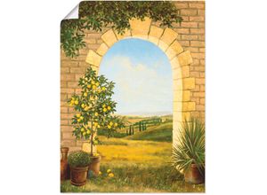 4055327286657 - Wandbild ARTLAND Zitronenbaum vorm Torbogen II Bilder Gr B H 30 cm x 40 cm Poster Fensterblick 1 St beige (naturfarben) Bild Poster Bilder als Alubild Leinwandbild Wandaufkleber oder in versch Größen
