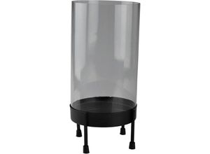 4056422285286 - Windlicht AM DESIGN schwarz H25cm Ø115cm Eisen Glas Kerzenhalter Stumpenkerzenhalter aus Eisen und Glas