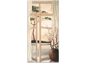 4057738415268 - Wandbild ARTLAND Fensterbild Toskanischer Sonnenuntergang Bilder Gr B H 20 cm x 40 cm Alu-Dibond-Druck Fensterblick Hochformat 1 St beige (naturfarben) Kunstdrucke als Alubild Leinwandbild Wandaufkleber oder Poster in versch Größen
