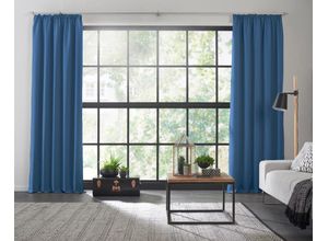 4004567413002 - Vorhang WIRTH Dim out Gardinen Gr 185 cm Kräuselband 142 cm blau Kräuselband nach Maß
