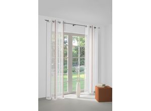 4004567349622 - Gardine WIRTH Chloé weiß (weiß rost) B200cm H175cm Polyester Gardinen Fertigstore mit Ösen (Ø 4 cm) nach Maß