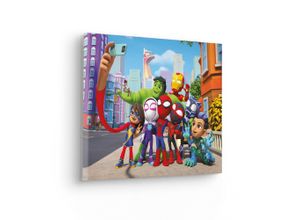 4055065032608 - Leinwandbild KOMAR Spidey and His Amazing Friends Selfie - Größe 40 x 30 cm bunt (farbe rahmen braun farbe bild(er) bunt) B40cm H30cm T2cm Papier Holz Bilder Keilrahmenbild mit Echtholzrahmen Kinderzimmer