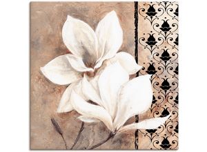 4062144596906 - Wandbild ARTLAND Klassische Magnolien Bilder Gr B H 30 cm x 30 cm Leinwandbild Blumenbilder quadratisch 1 St beige (naturfarben) Kunstdrucke als Alubild Leinwandbild Wandaufkleber oder Poster in versch Größen