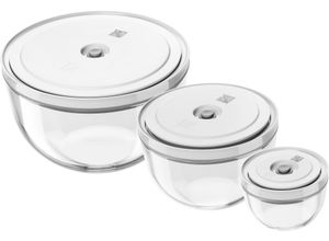 4009839686368 - Aufbewahrungssystem ZWILLING Fresh & Save BOWLS weiß (transparent weiß) Glas Lebensmittelaufbewahrungsbehälter Vakuumschüssel Set S M L   6-tlg Glas